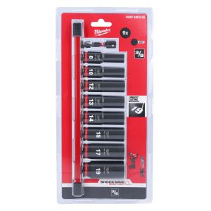 Milwaukee 4932480455 9 Piece 3/8" Deep Impact Socket Rail Set | UK ...