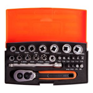 Bahco BAHSL25 SL25 25 Piece 1/4" Drive Socket Set | UK Planet Tools