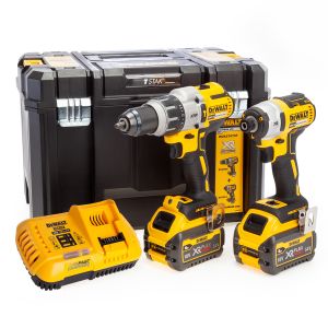 DeWalt DCK276T2T 18V XR Cordless Brushless Combi Drill & Impact Driver Twin Pack With 2 x 6.0Ah ...