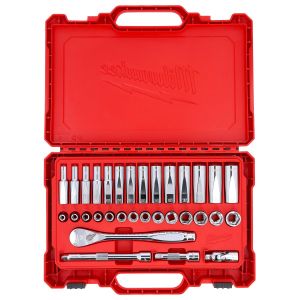 Milwaukee 4932464945 32 Piece 3/8" Ratcheting Metric Socket Set | UK ...